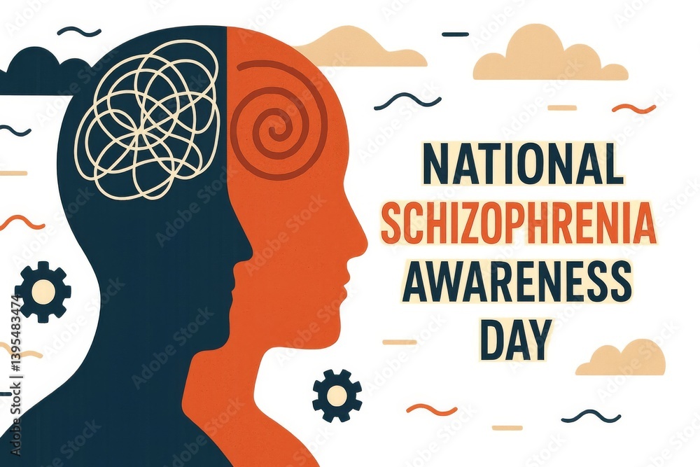 Illustration For National Schizophrenia Awareness Day Showing A Split