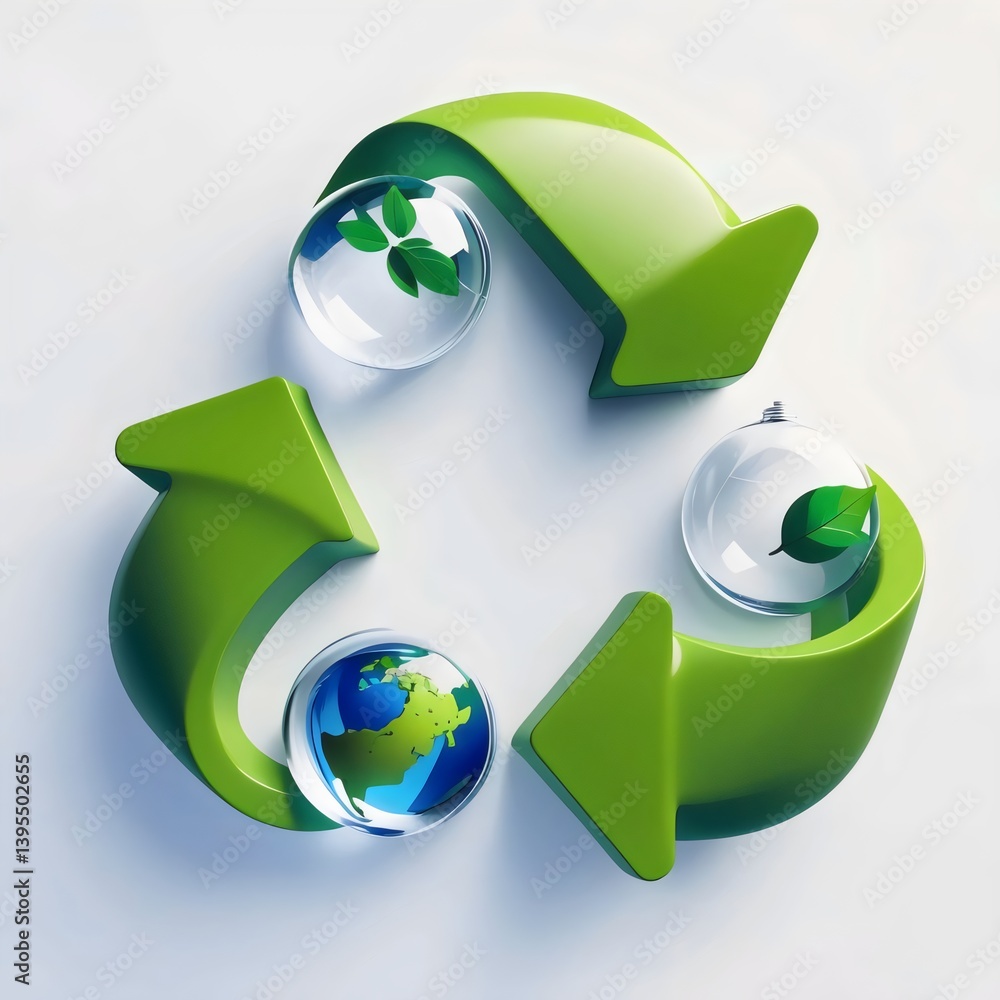 Stock-Illustration „Recycle symbol and the Globe: A visual narrative of ...