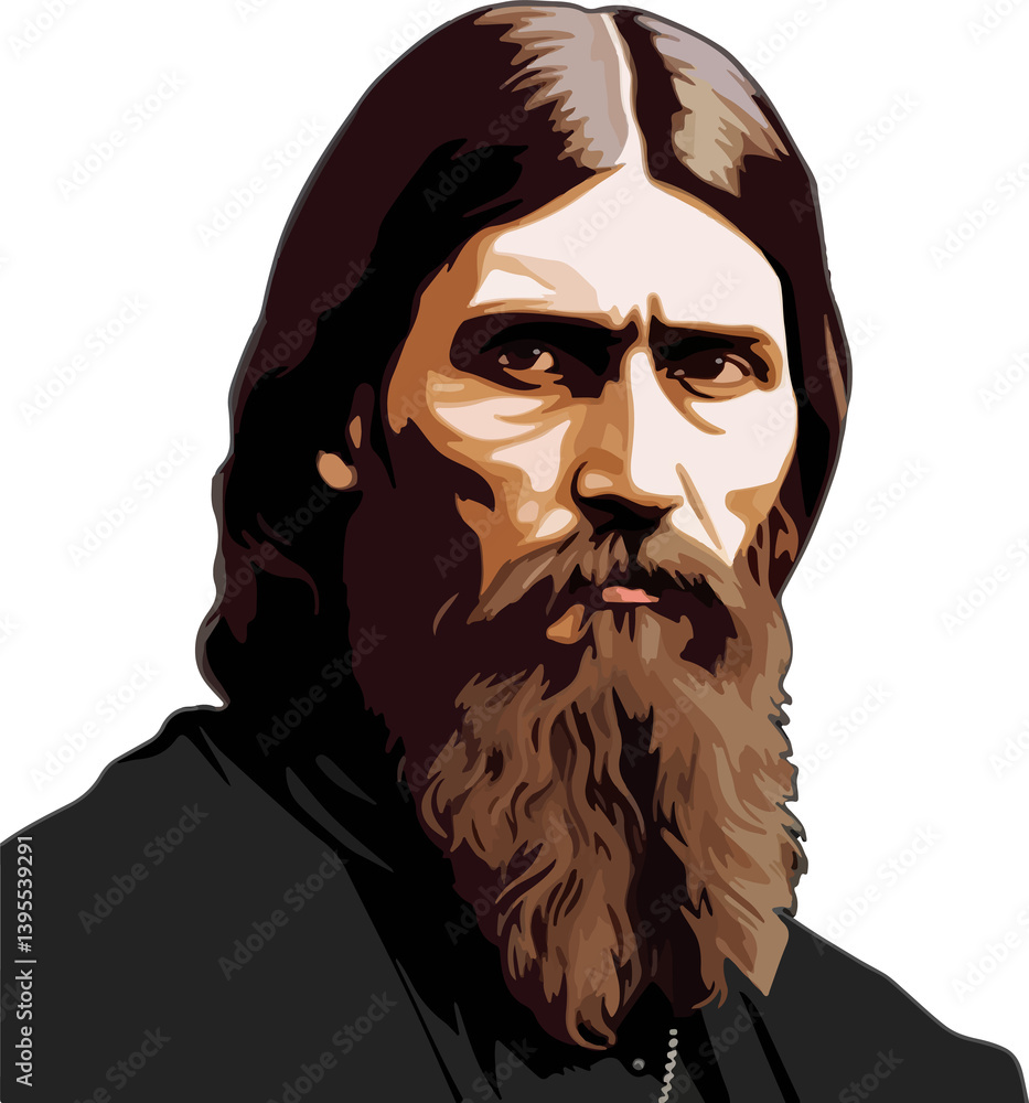 Illustrated Drawing of Grigori Rasputin. Grigori Rasputin, a ...