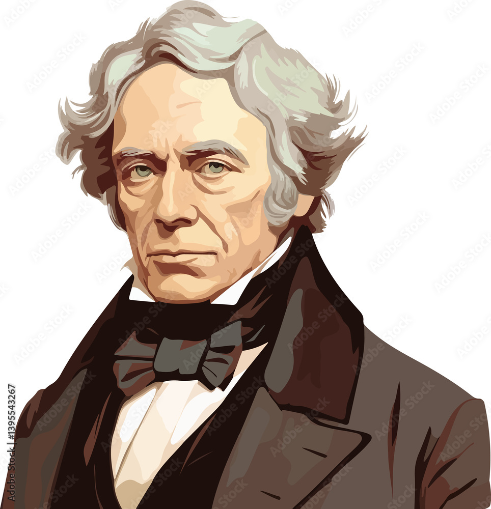 Illustrated Drawing of Michael Faraday. British scientist known for his ...