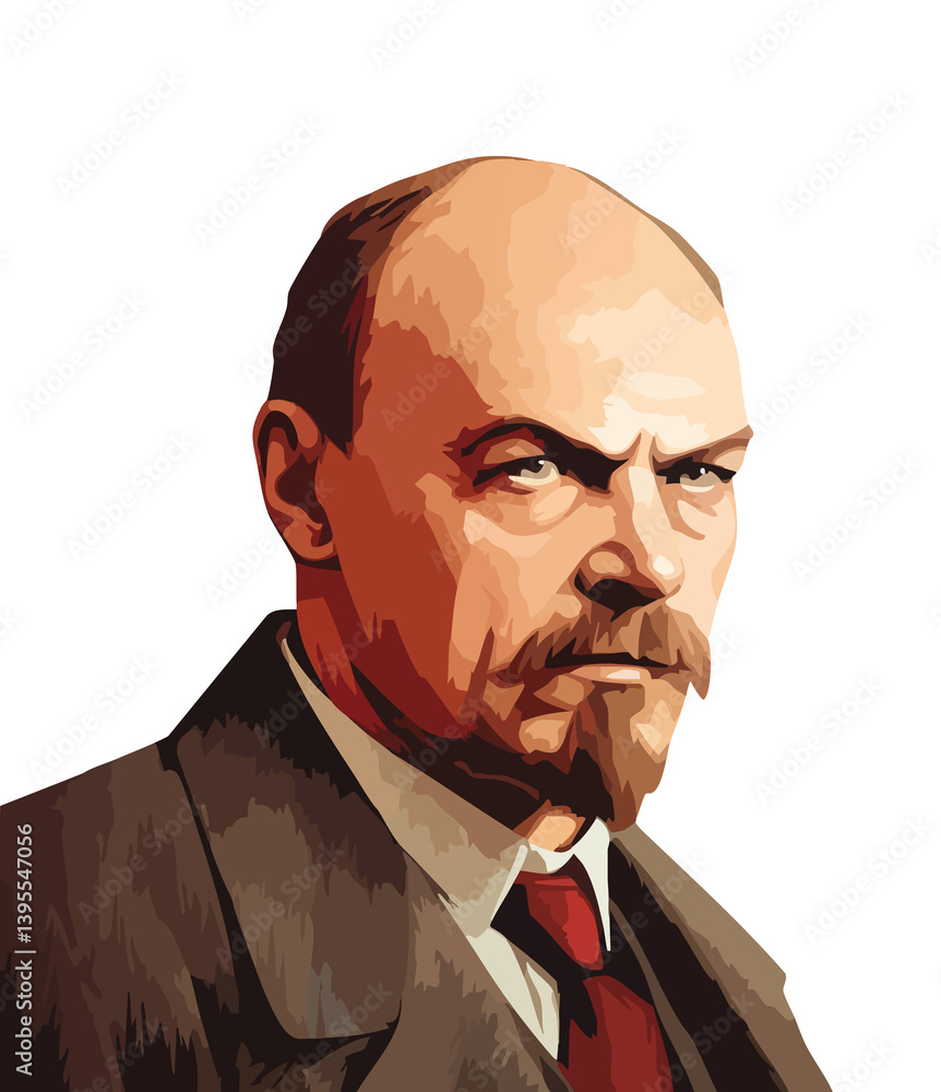 Illustrated Drawing of Vladimir Lenin. Vladimir Lenin led the Bolshevik ...