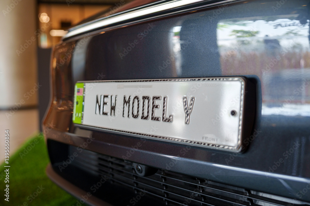 Penang, Malaysia – Mar 26, 2025: A close-up view of the front license ...