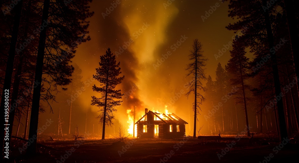 Nightmarish Forest Fire Engulfs Home A Powerful Image of Nature's Fury ...