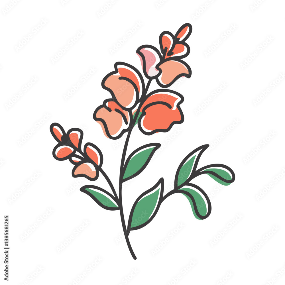 snapdragon flower icon, snapdragon flower vector illustration-simple ...