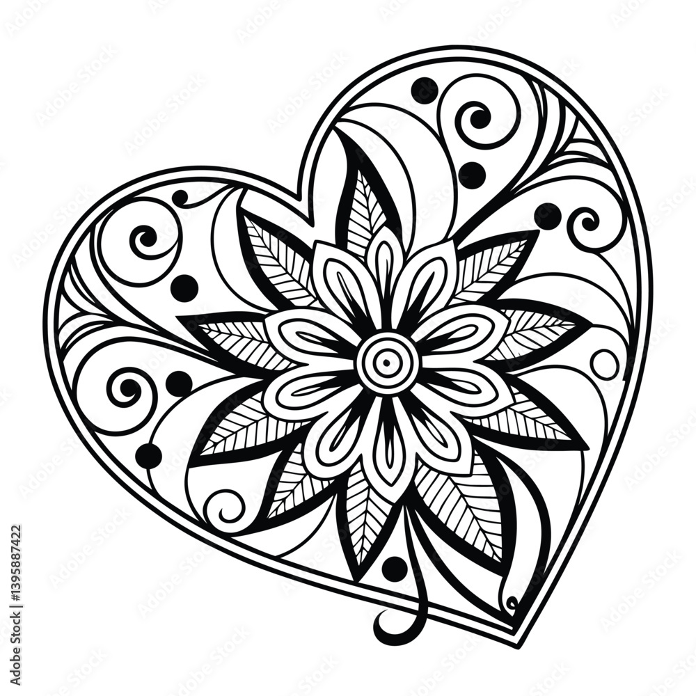 Black complex doodle mandala on a transparent background, for printable ...
