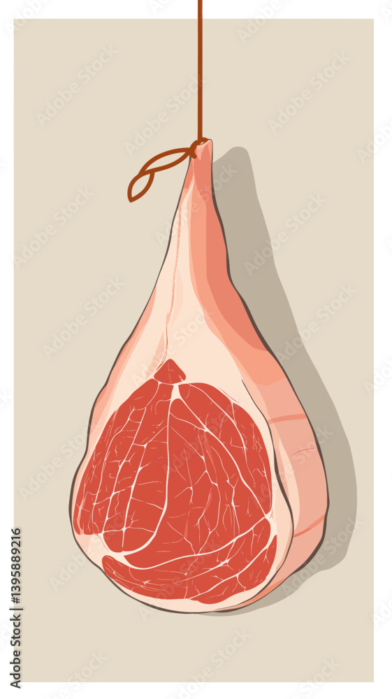 Hanging Ham Hock Vector Illustration for Meat Shop Logo and Packaging ...