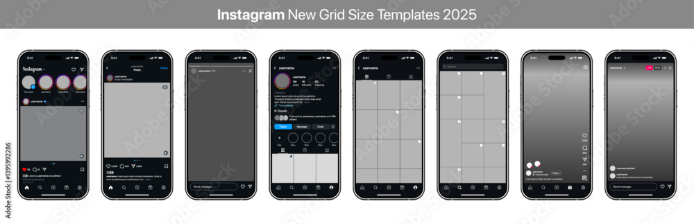 Стоковое векторное изображение «Instagram new grid size template update ...