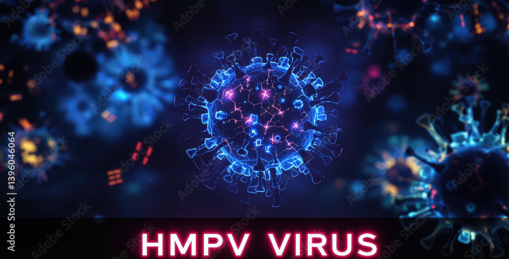 Human metapneumovirus HMPV virion particle medical 3D illustration ...