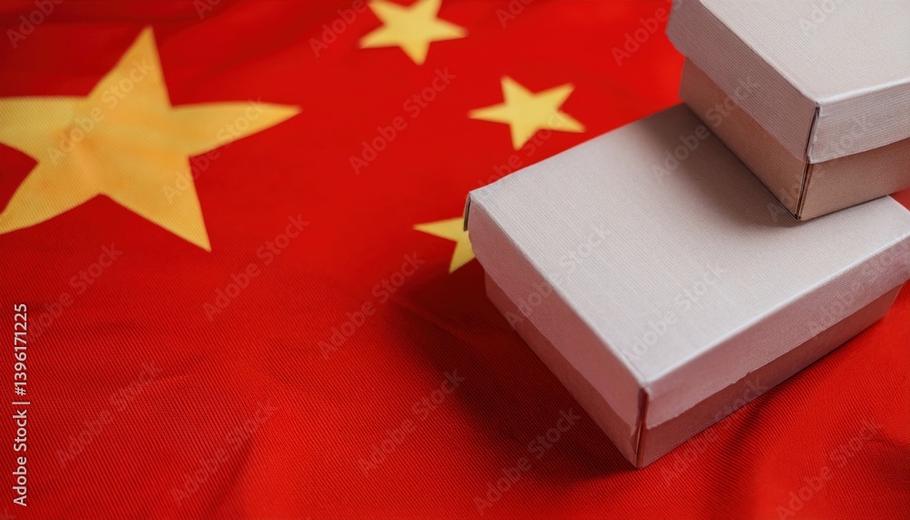 Cardboard boxes on china flag: symbol of chinese export and trade Stock ...