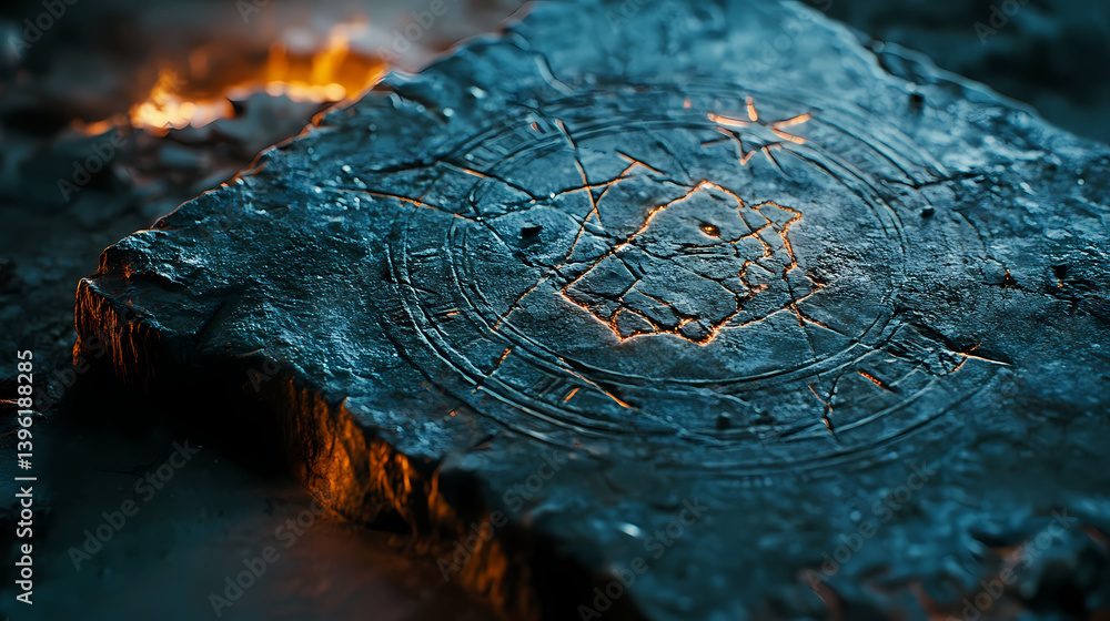 Mysterious stone slab with strange markings that resemble a celestial ...