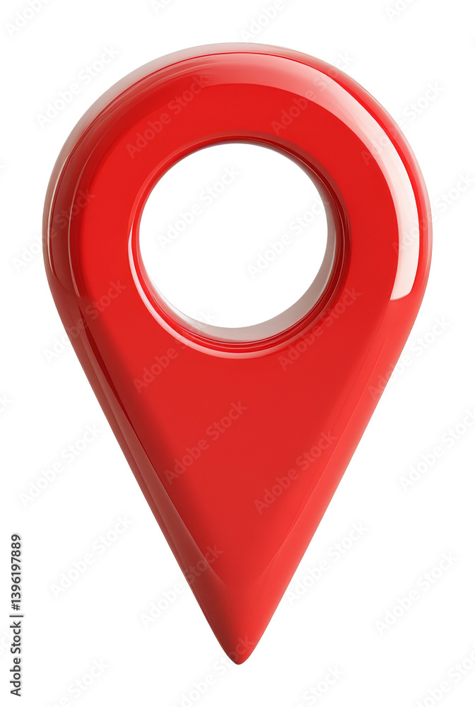 Red glossy 3d map pin symbol highlighting location concept on a ...