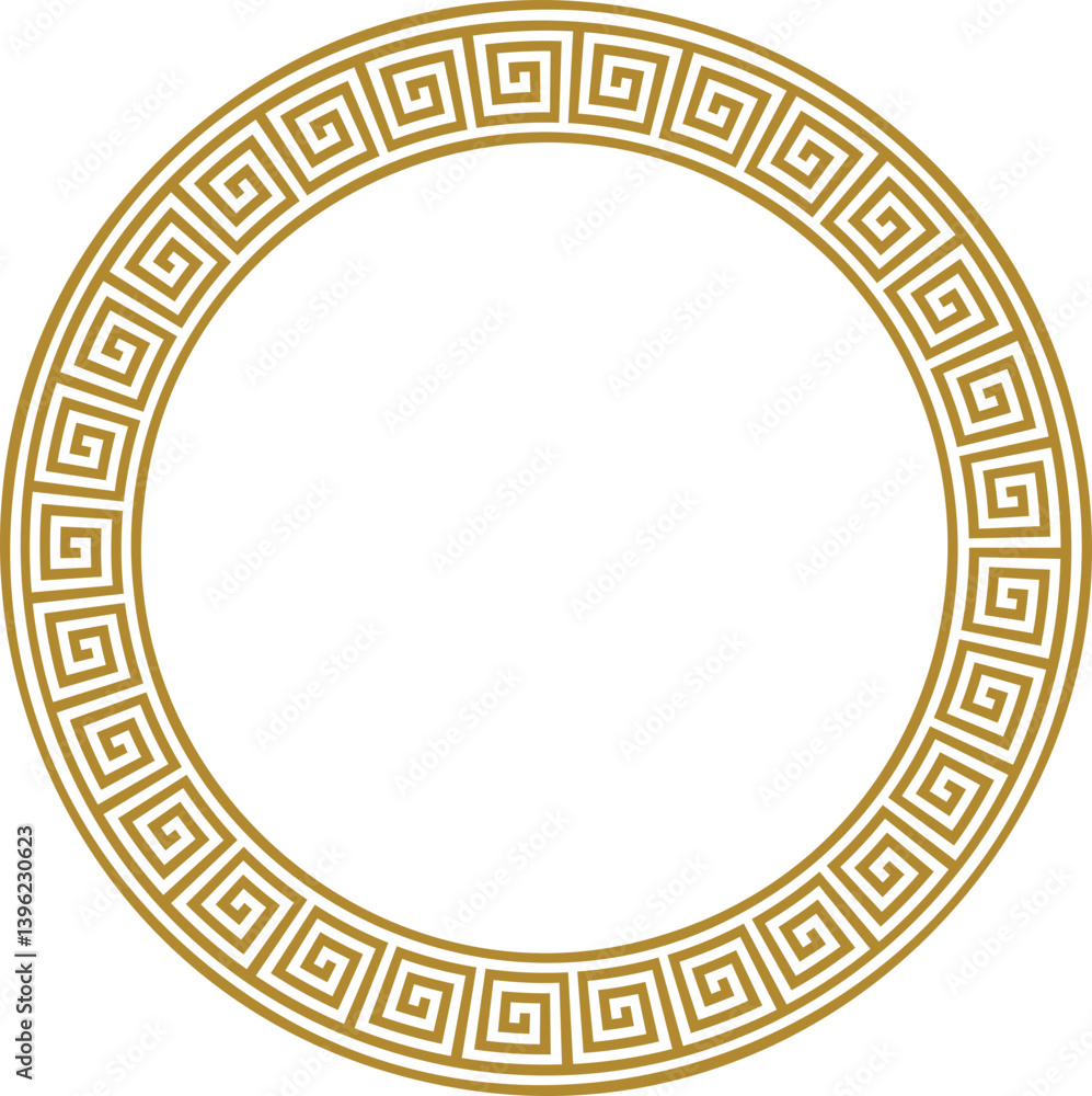 Decorative Greek Pattern Gold Circular Border Frame Stock Vector ...