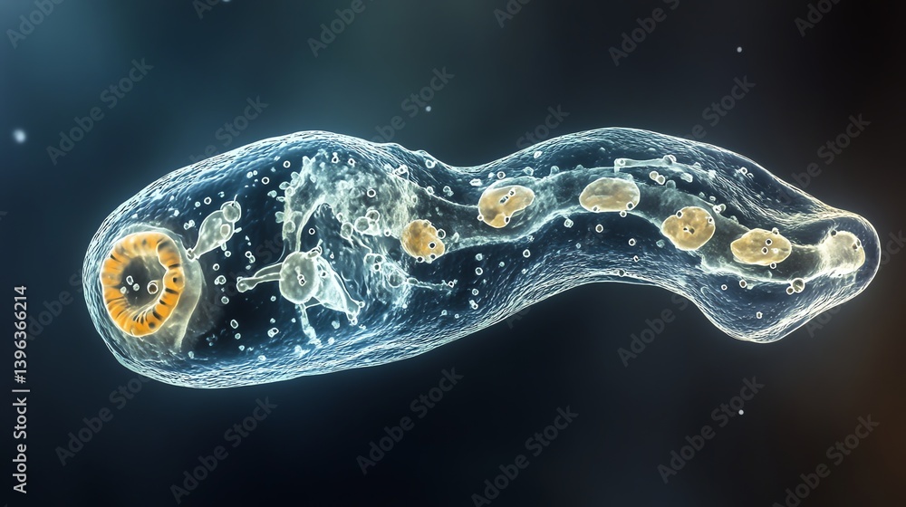 Visualizing Amoeba Anatomy Single Cell Organism Under Microscope with ...