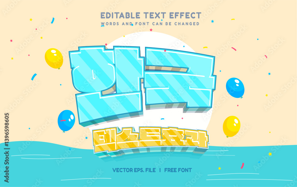 Editable text effect Korean Movie - Drama 3d cartoon template style ...