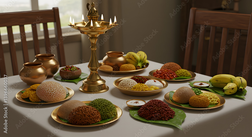 Foto de Stock Sinhala and Tamil New Year Food Table ( Avurudu Kema ...