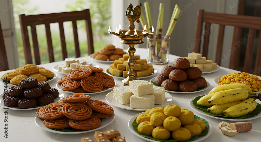 Sinhala and Tamil New Year Food Table ( Avurudu Kema mesaya) with ...