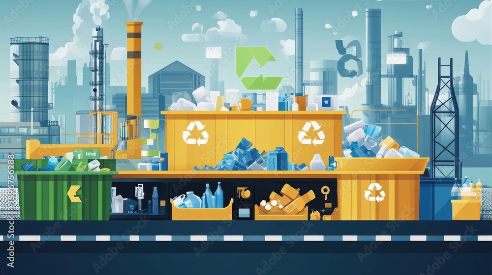 Resource recovery system with material sorting and recycling outline ...