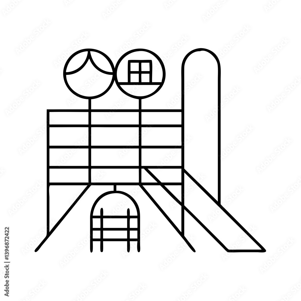 playground icon, playground line art - simple line art of playground ...