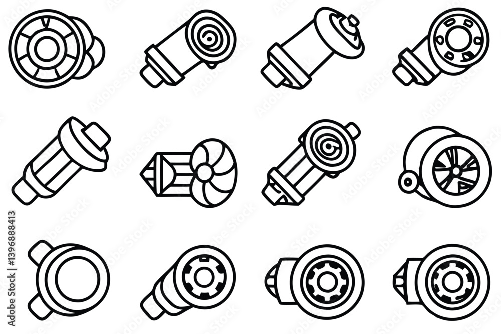turbodrive boost line art high performance turbo technology concept ...