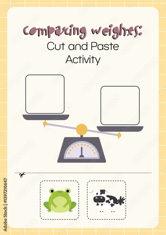 Printable cut and paste worksheet for kids to compare heavy and light ...