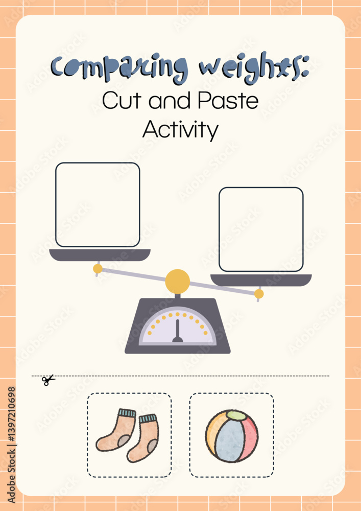 Printable cut and paste worksheet for kids to compare heavy and light ...