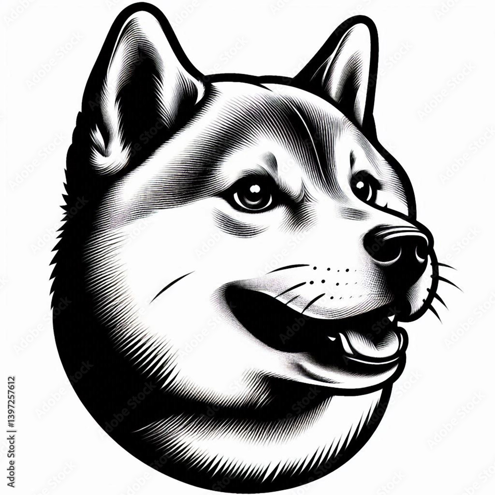 image, animal, painting, illustration, vector of dog's head which is ...