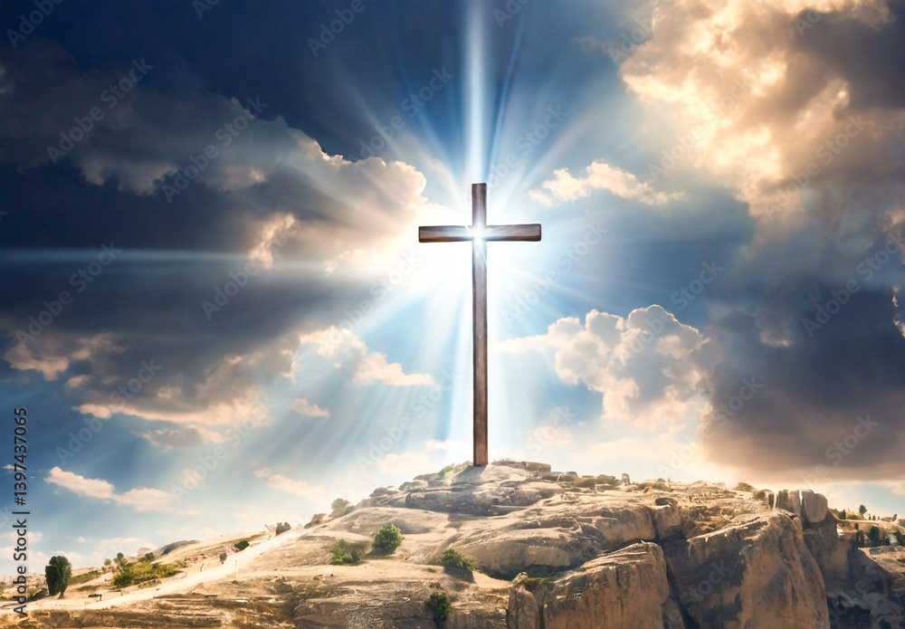 Golgotha hill outside ancient Jerusalem, where Jesus Christ was ...