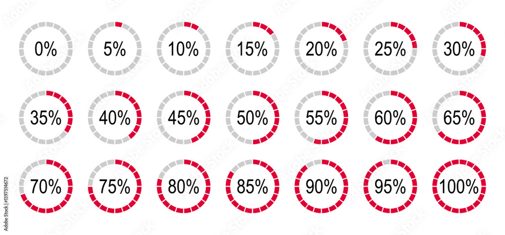 Vector de Stock Round diagrams icons from 0 to 100 percent. Percentage ...
