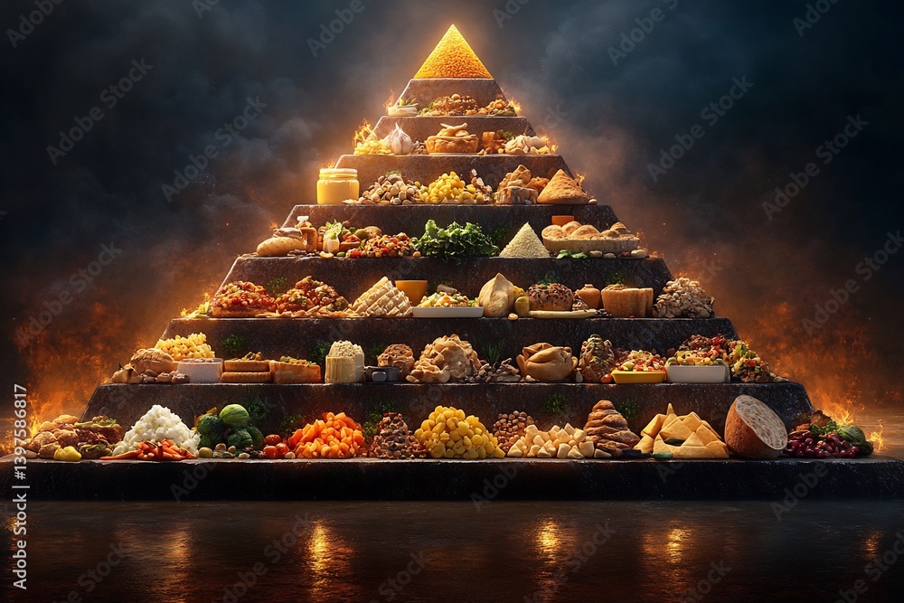 3d food pyramid where 3Drendered food pyramid represents balanced ...