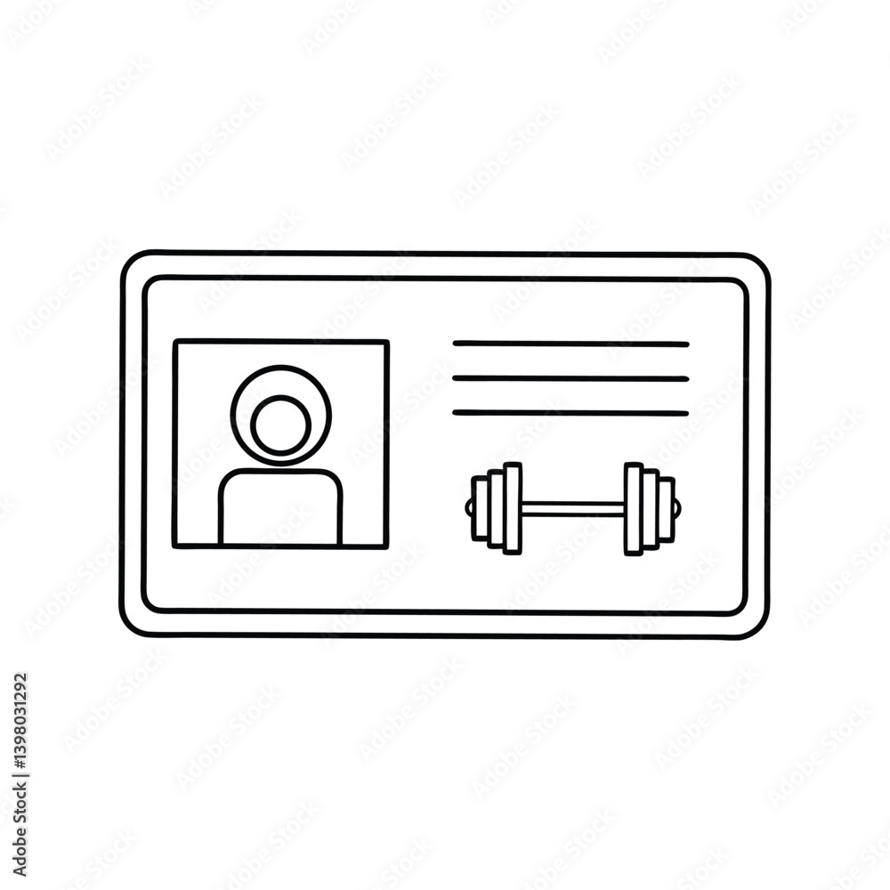 Gym Membership Card Illustration Outline Fitness Center Access Pass ...