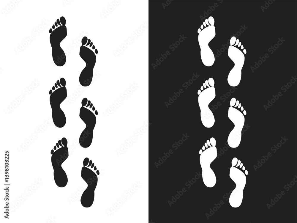 Human footprints on transparent background. Human traces, track, shoe ...