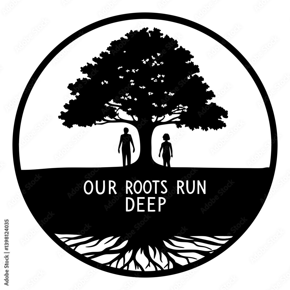 Our Roots Run Deep Family Tree Symbol of Heritage and Ancestry Stock Vector | Adobe Stock
