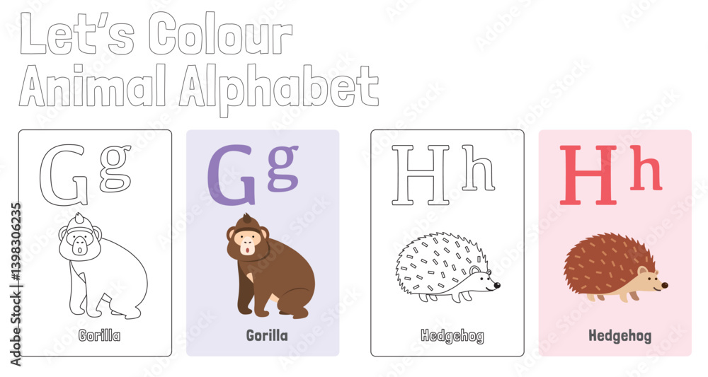 ABC Animal Alphabet Colouring Page for Kids learning English, Flash ...