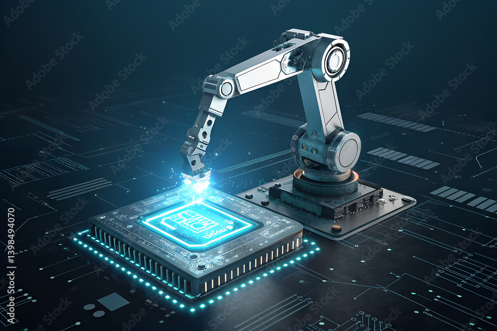Ai robotic arm assembling microchip technology for future automation ...