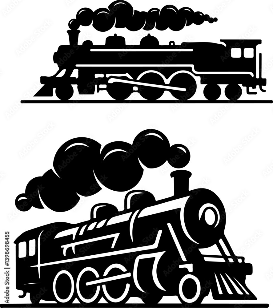 Vintage train isolated on white background. Design element for logo ...