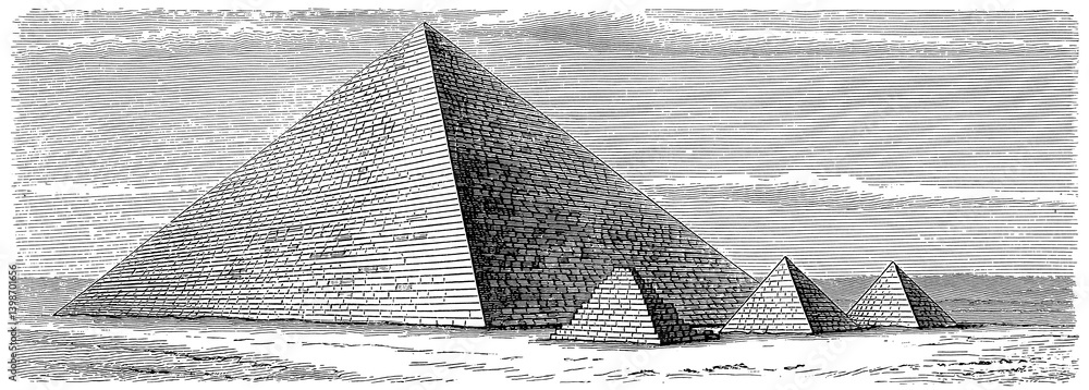 Illustration Stock Pyramid of Cheops, Giza Plateau, Egypt. Ancient ...
