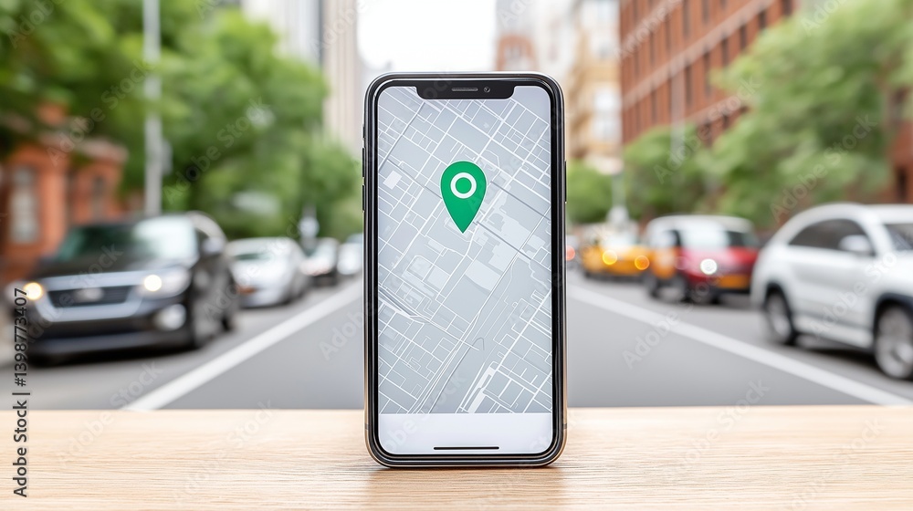 Digital Map Shows Urban Street Navigation Mobile Phone Displays City Location Finding Stock ...