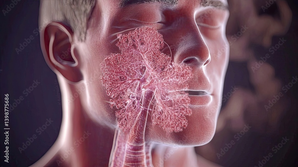 Respiratory system and breathing illustrating how the respiratory ...