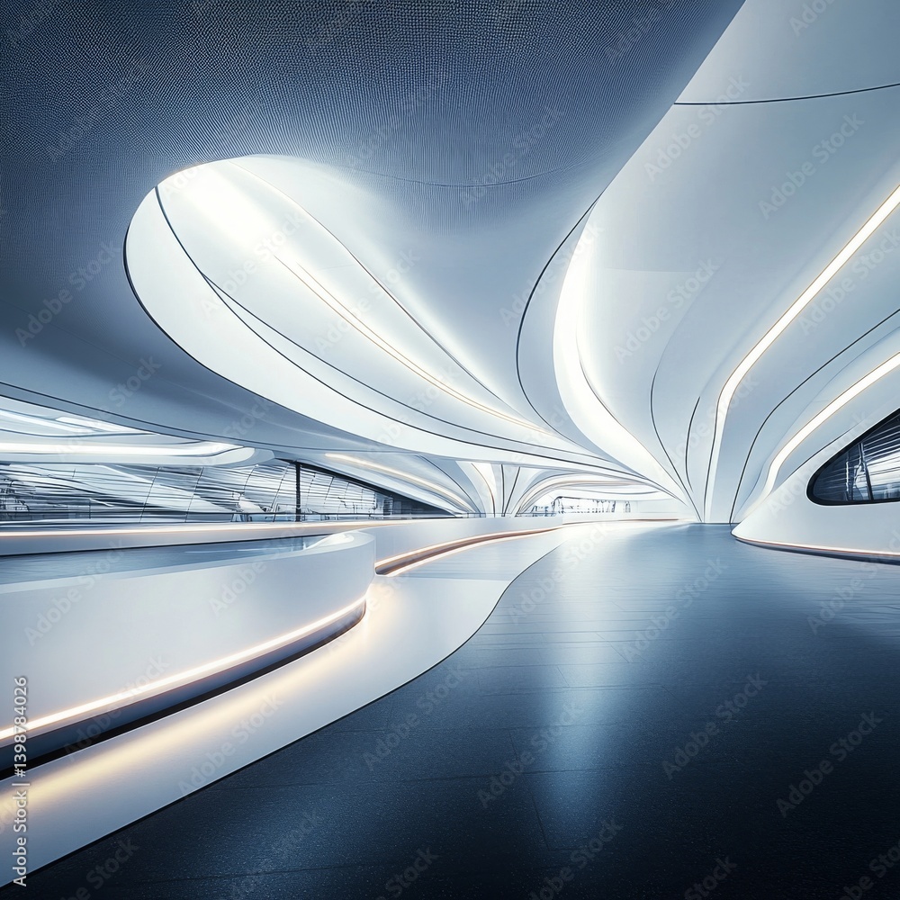 a futuristic transit hub featuring smooth curved canopies and ...