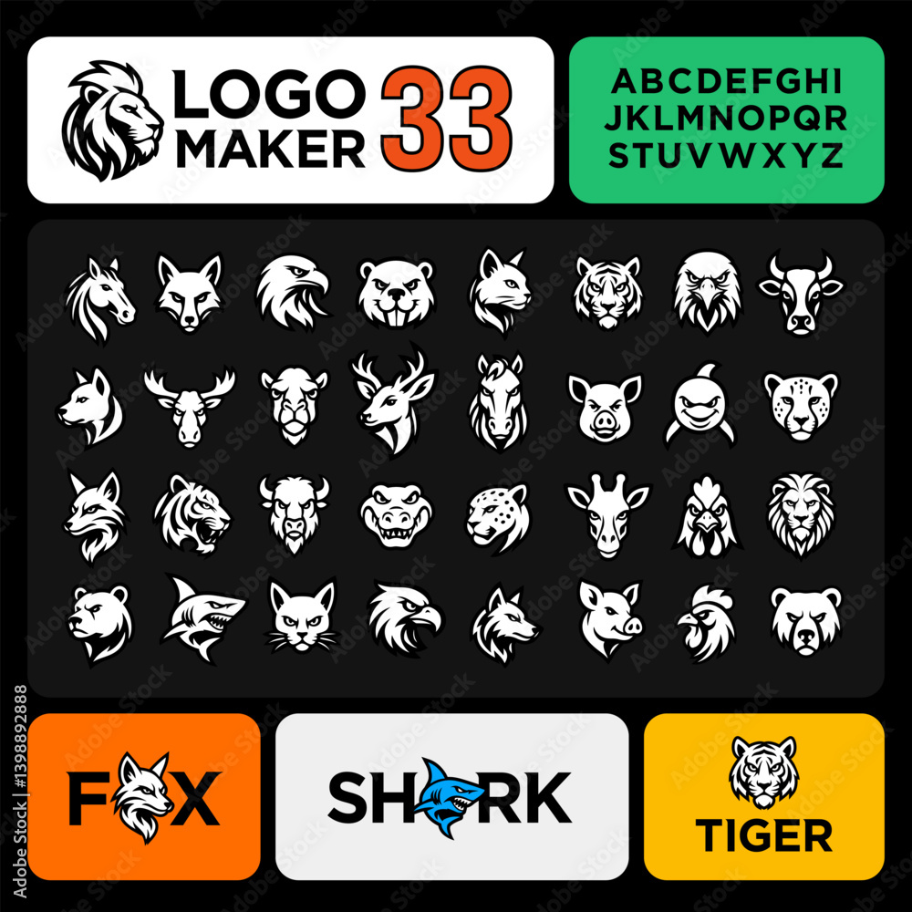 Logo maker font design display serif font alphabet letters numbers for ...