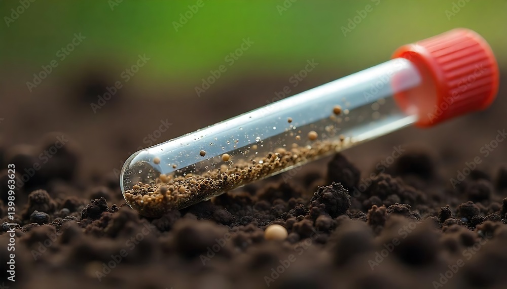 Microplastics in soil a test tube with soil sample - soil contaminated ...