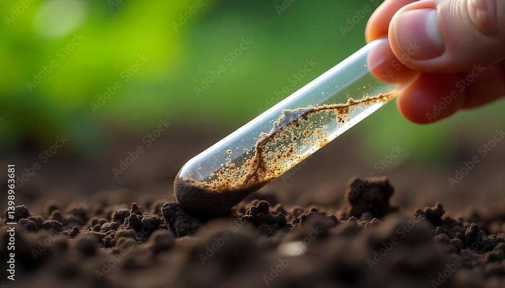 Microplastics in soil a test tube with soil sample - soil contaminated ...