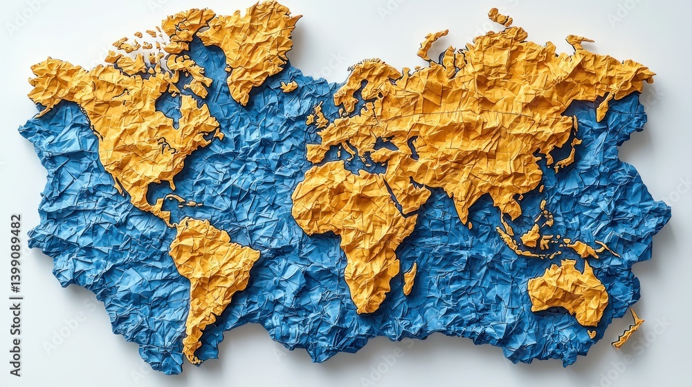 World Map Origami Art: A Unique 3D Papercraft of Continents and Oceans ...