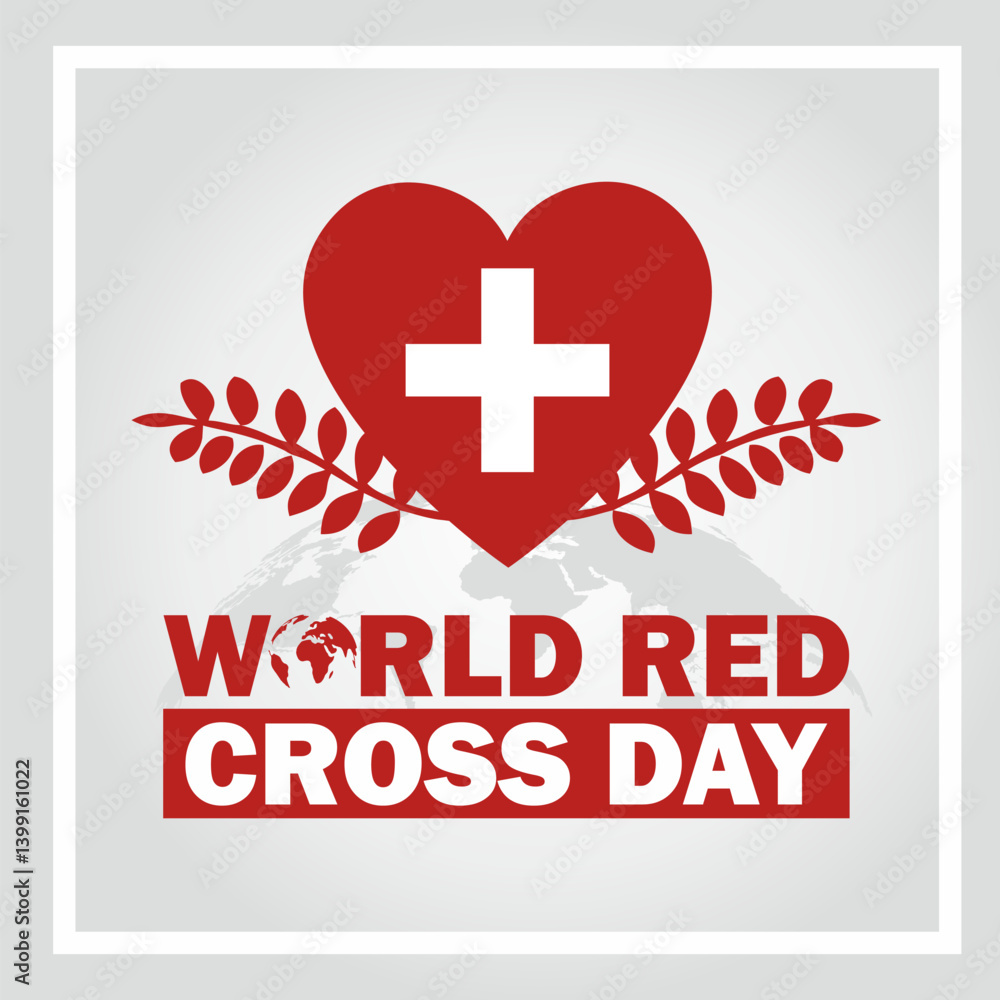 World red cross day vector illustration with cross symbol and Global ...