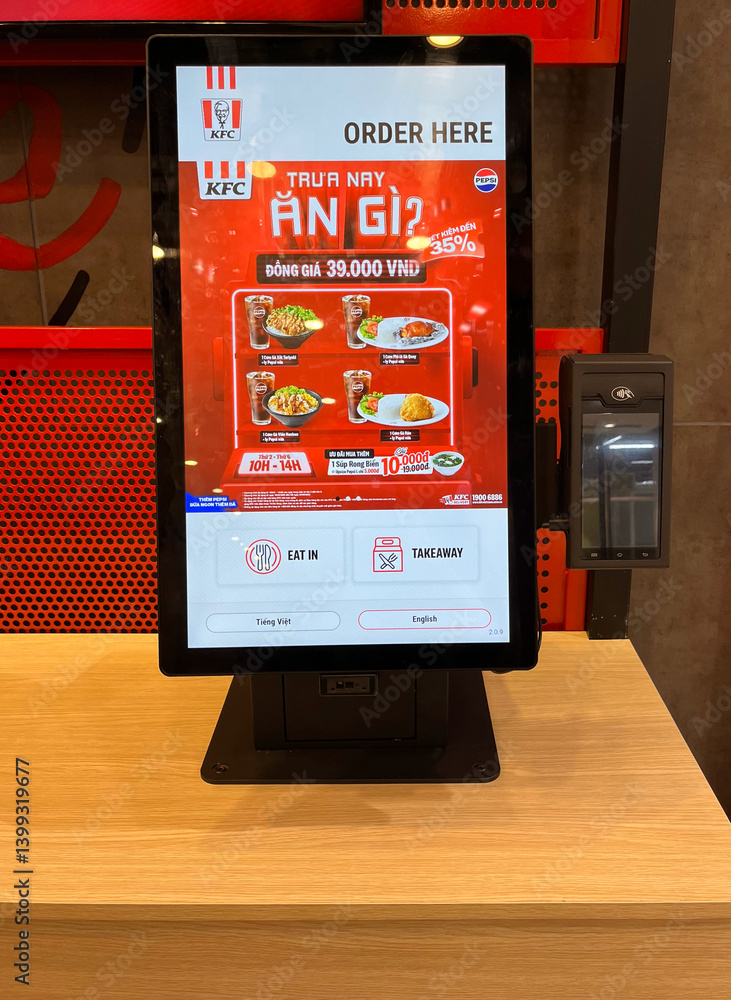 Стоковое фото «Da nang, Vietnam - April,10, 2025: A digital kiosk ...