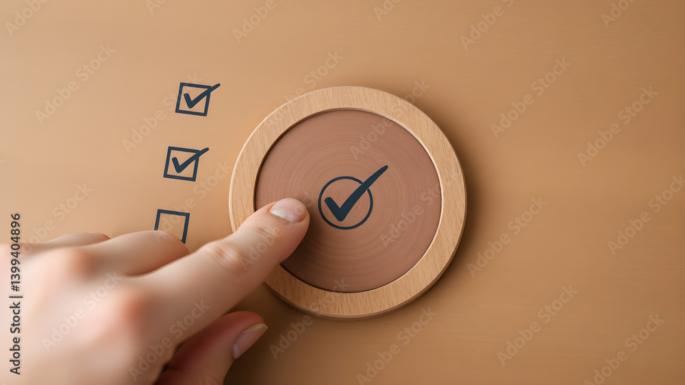 Checklist and task progress tracking concept. A hand placed the final ...