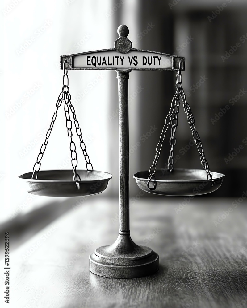Photo Stock Equality vs duty justice scale concept, equality vs duty ...