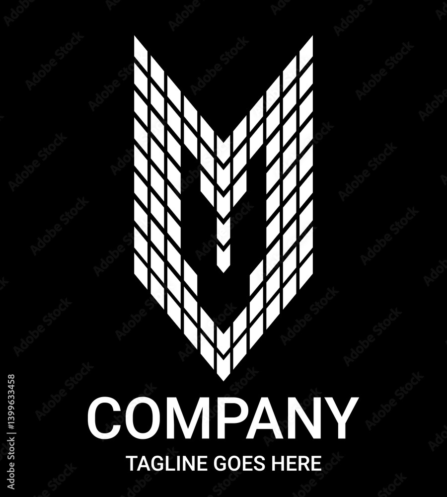 Racing monogram "V" logo. Logo formed by square arrangement. Uppercase ...