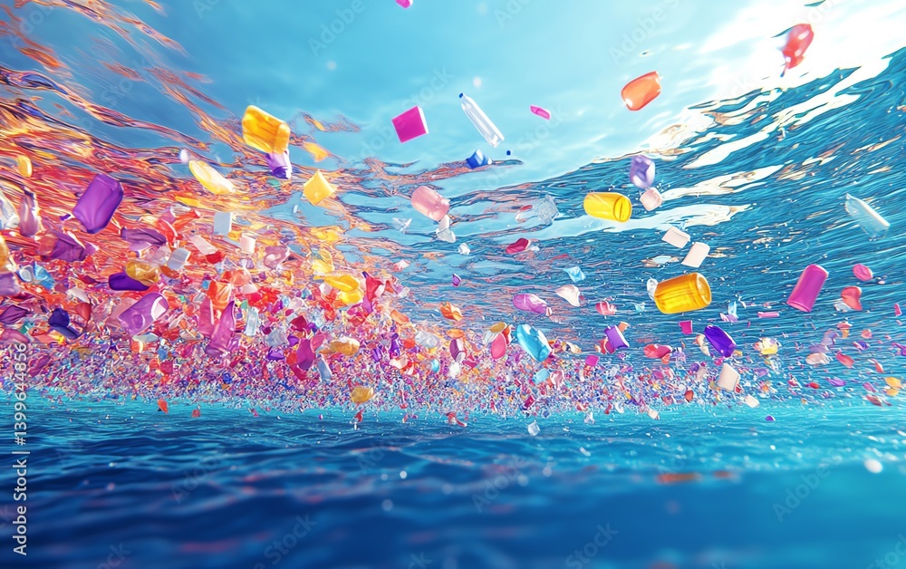 marine plastic waste problem, microplastics and plastic bottles ...