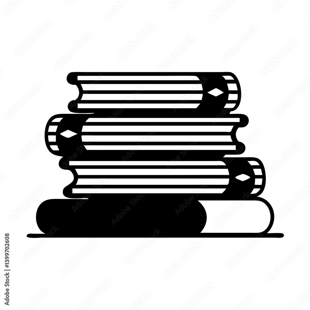stack of books icon, stack of books silhouette vector illustration ...